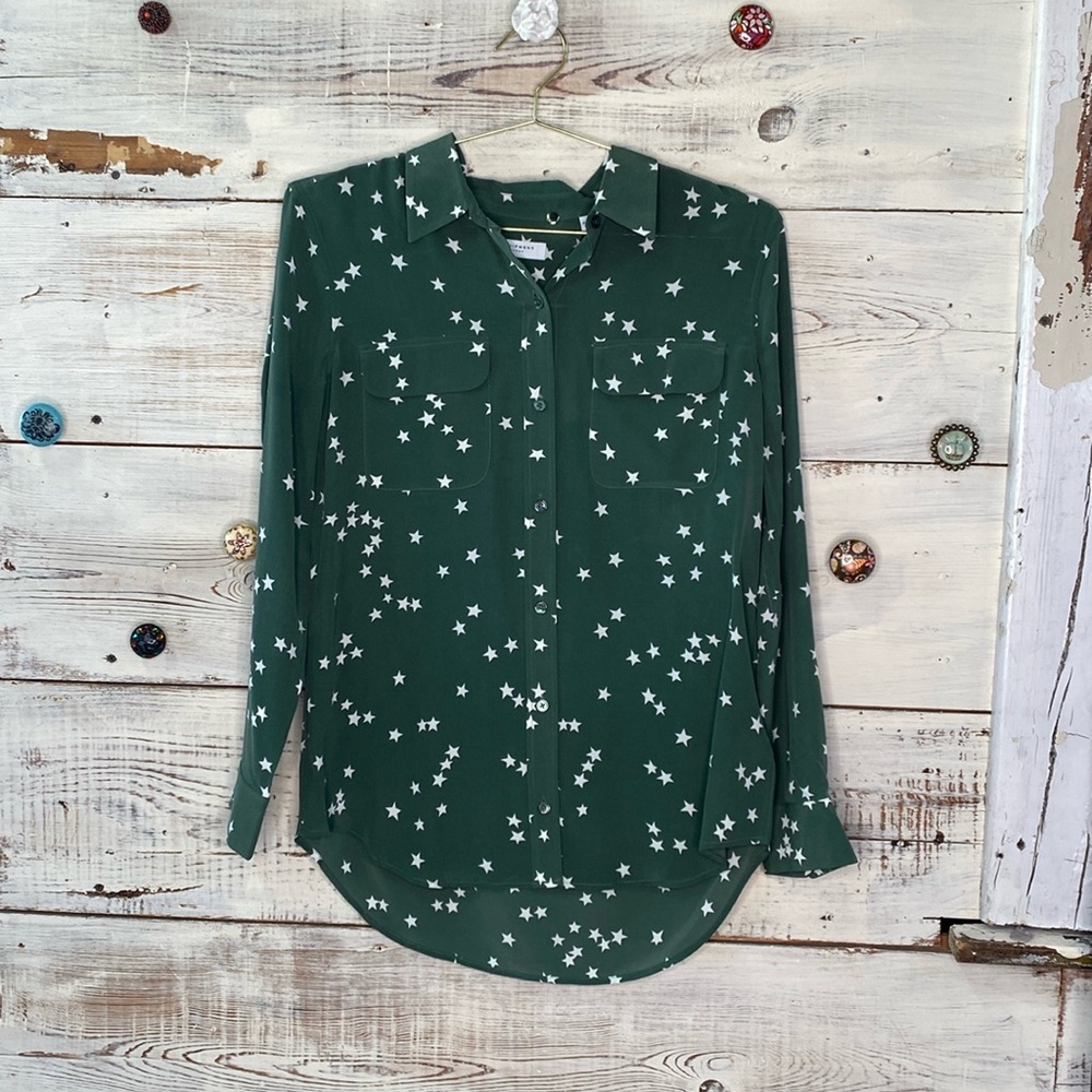 Equipment, Green Button Down With Stars - Gem
